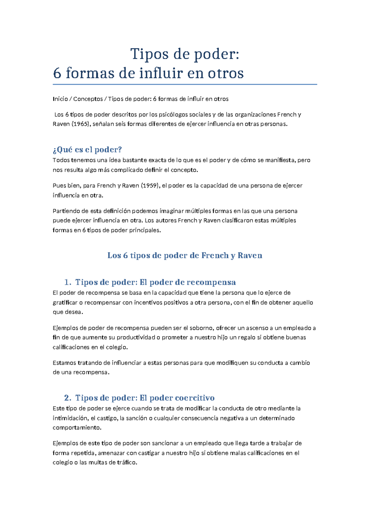 6 Tipos de poder - ¿Qué es el poder? Todos tenemos una idea bastante ...
