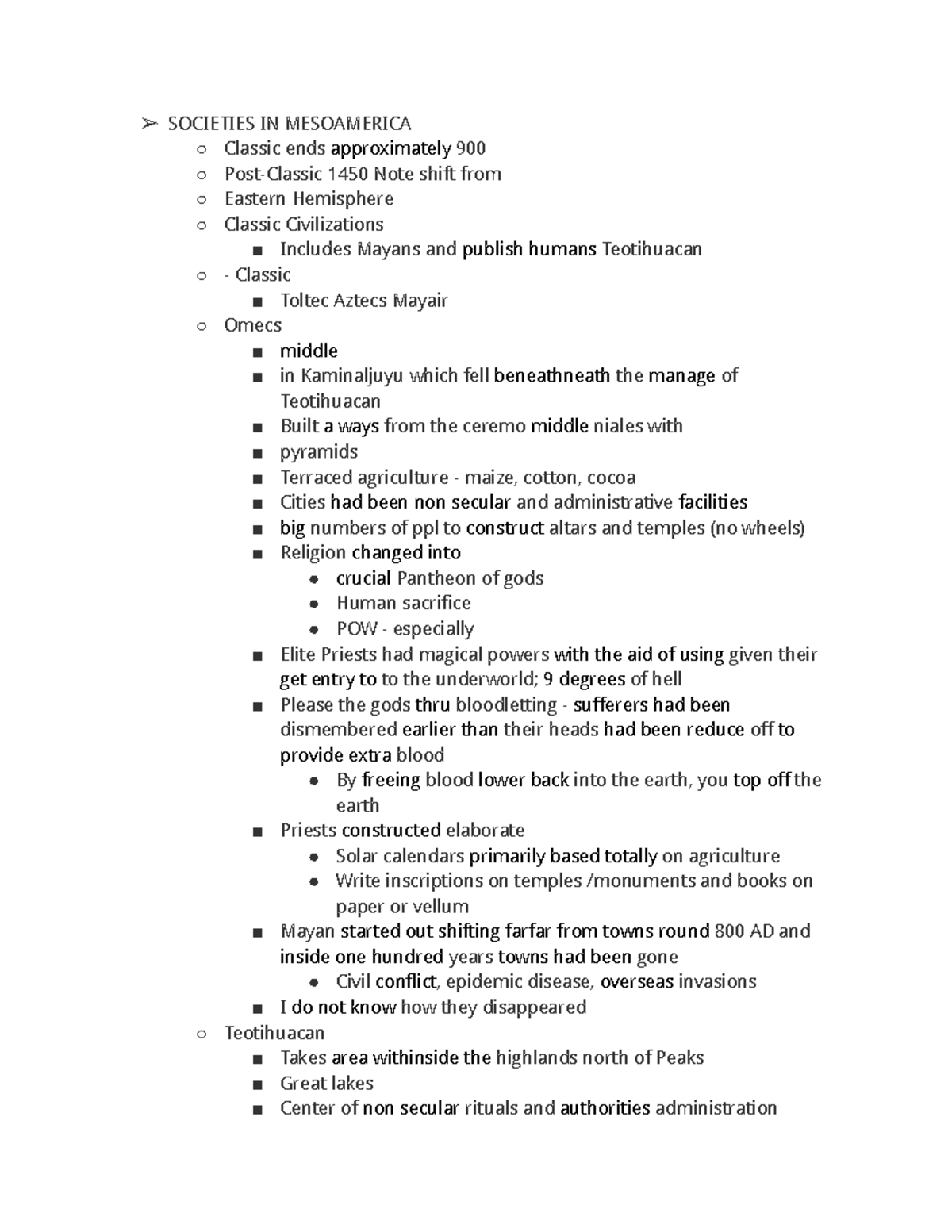 Western Civilizations Lecture Notes Part 2 - SOCIETIES IN MESOAMERICA ...