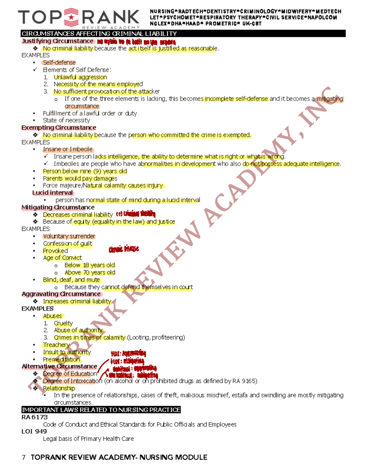 PROFESSIONAL ADJUSTMENT, LEADERSHIP AND MANAGEMENT 3 - 7 TOPRANK REVIEW ...