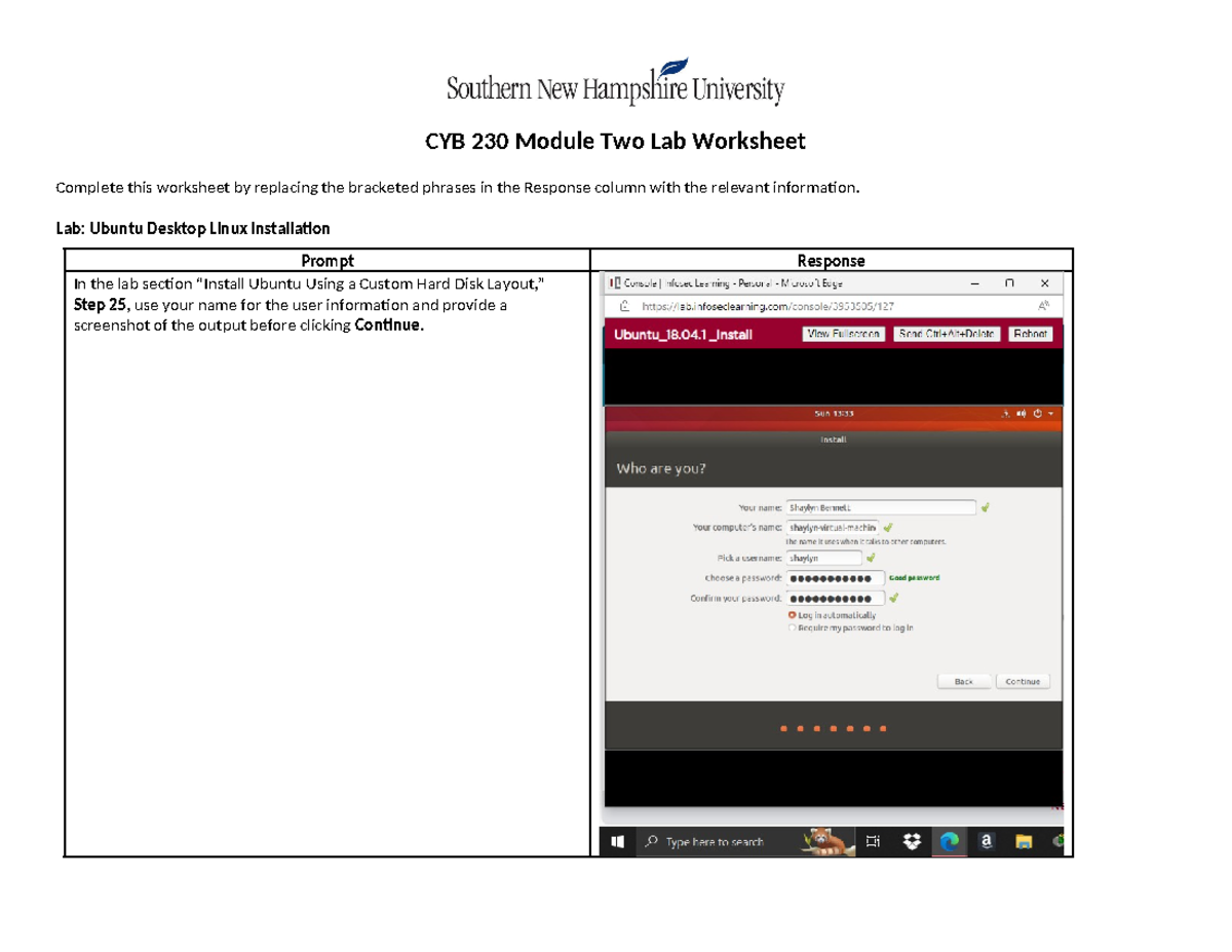 CYB 230 Module Two Lab Worksheet - CYB 230 Module Two Lab Worksheet ...