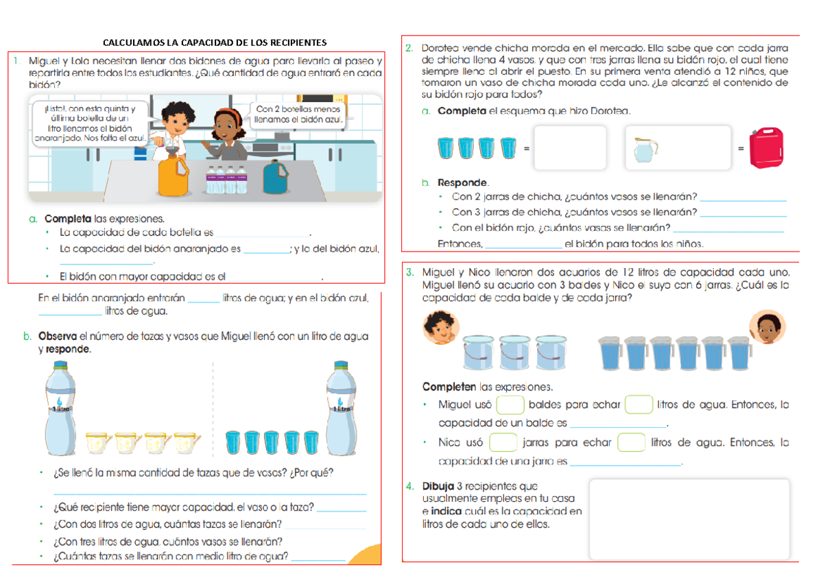 Calculamos LA Capacidad DE LOS Recipientes - CALCULAMOS LA CAPACIDAD DE ...