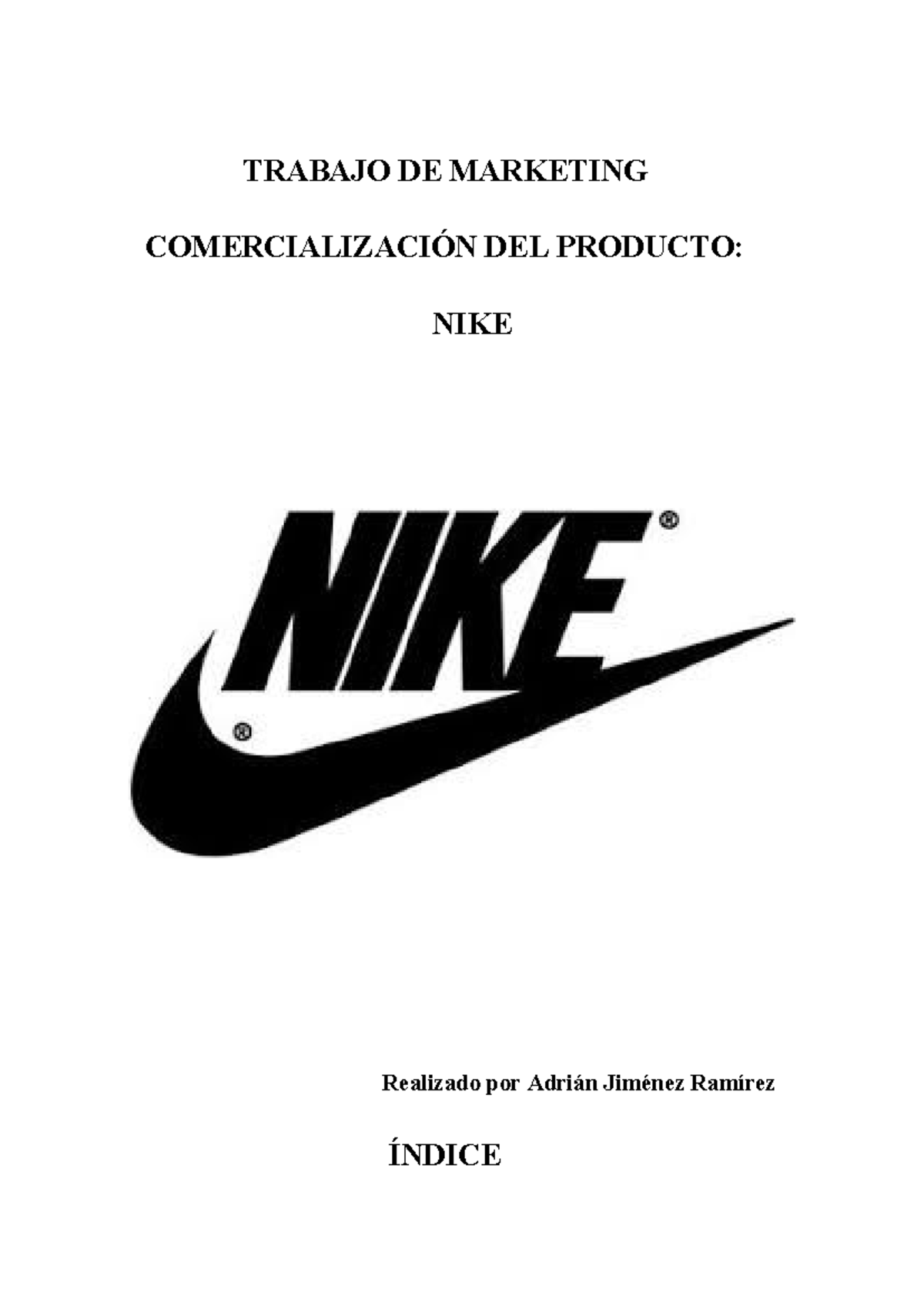 Plan de marketing de Nike - TRABAJO DE MARKETING COMERCIALIZACIÓN DEL ...