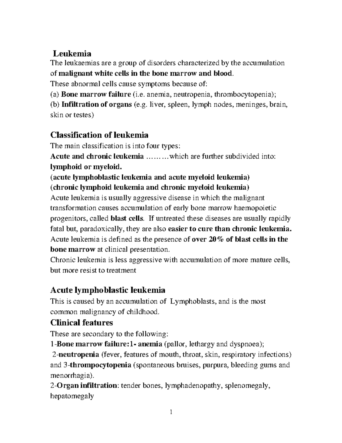 6- WBC p.2 (leukemia, lymphoma) - Leukemia The leukaemias are a group ...