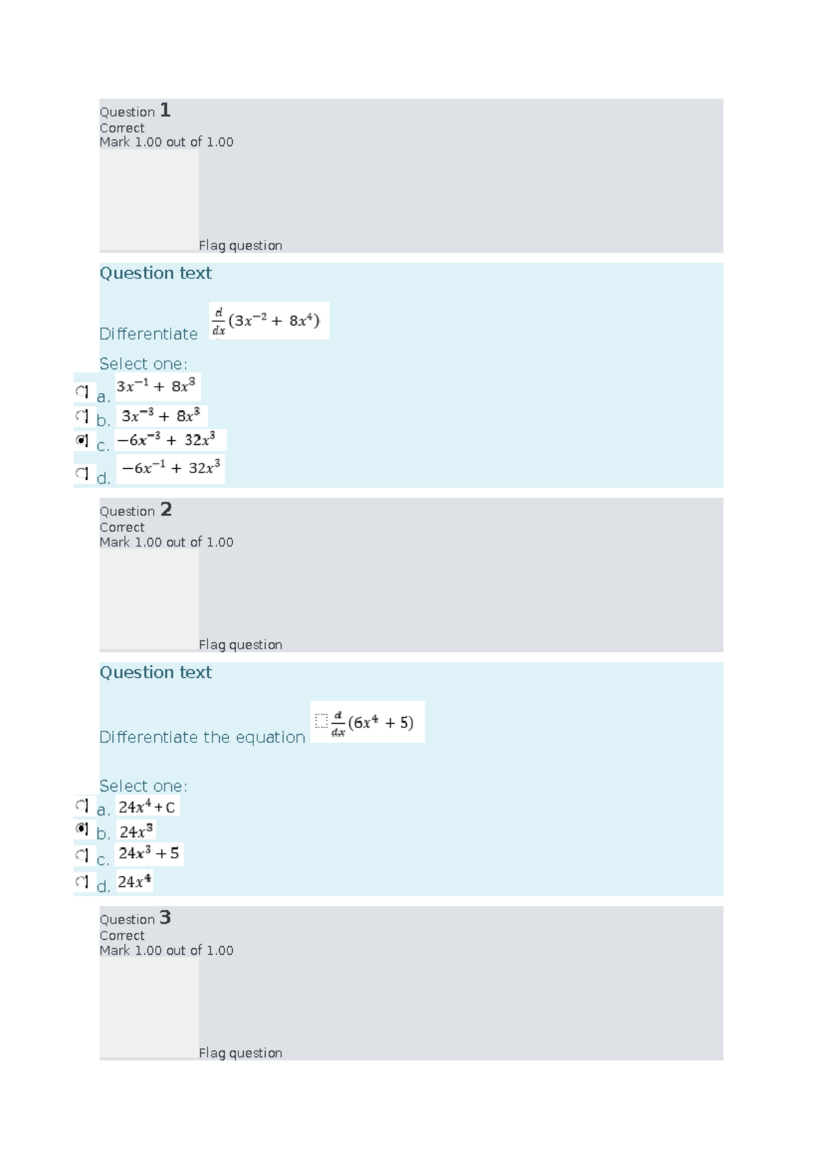 Maths 512 ca2 - Assignment 3 - Question 1 Correct Mark 1 out of 1. Flag question Question text ...