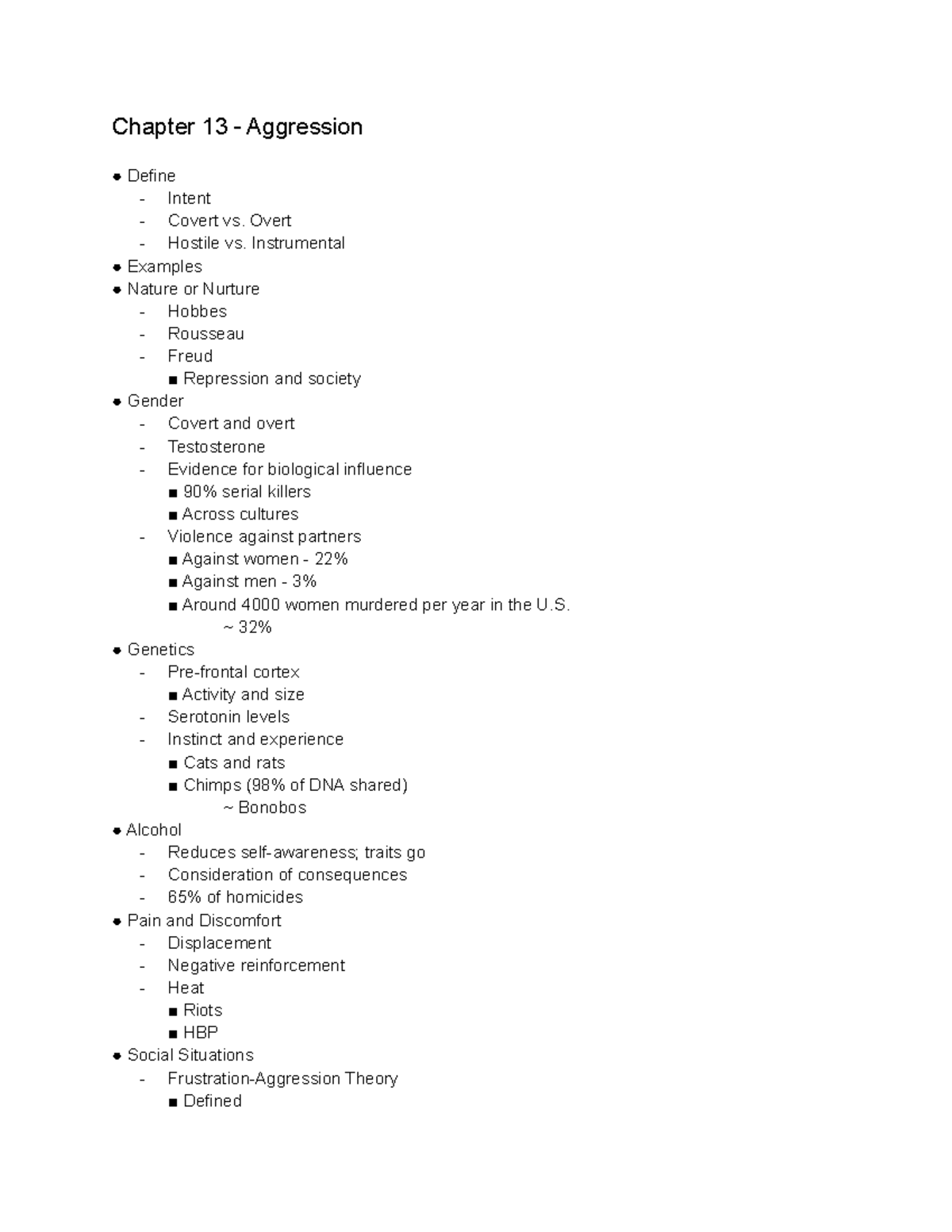 Chapter 13 - Aggression - Chapter 13 - Aggression Define - Intent ...