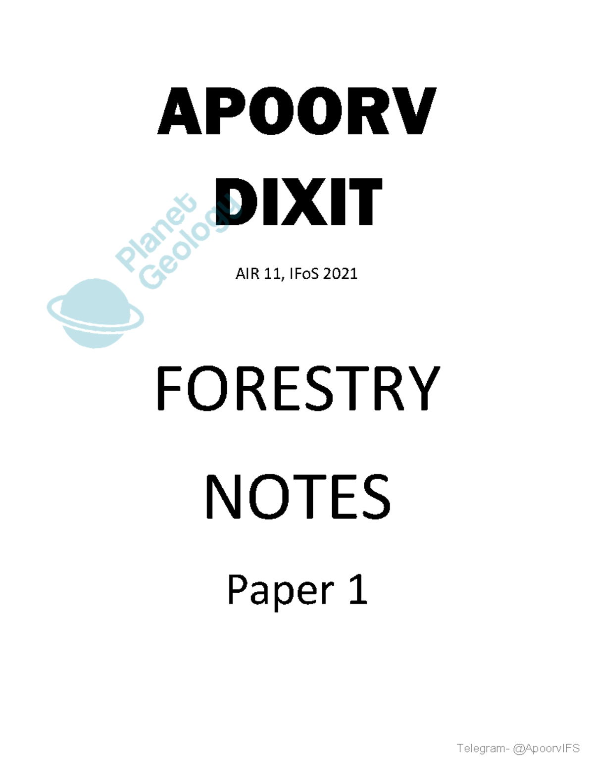 Forestry Paper 1Apoorv-221002-085706 - APOORV DIXIT /Z ϭϭ͕ /&Ž^ ϮϬϮϭ ...