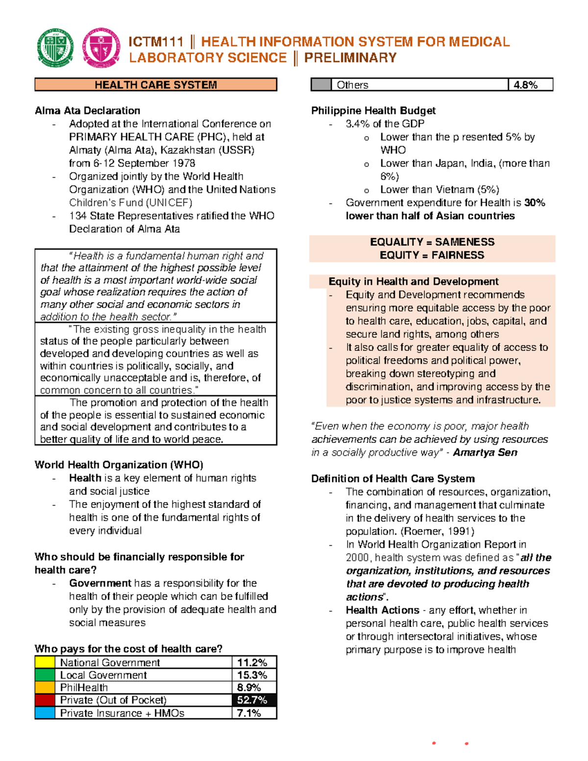 ICTM111- Preliminary - ... - LABORATORY SCIENCE ║ PRELIMINARY HEALTH ...