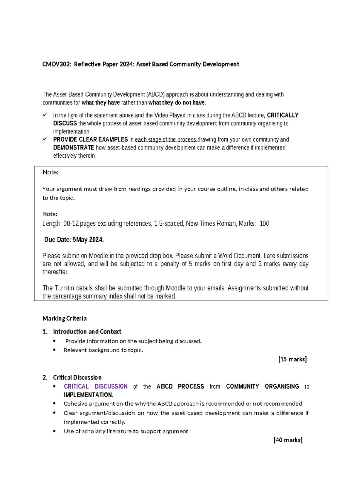 The Asset-Based Community Development (ABCD) - CMDV302: Reflective ...