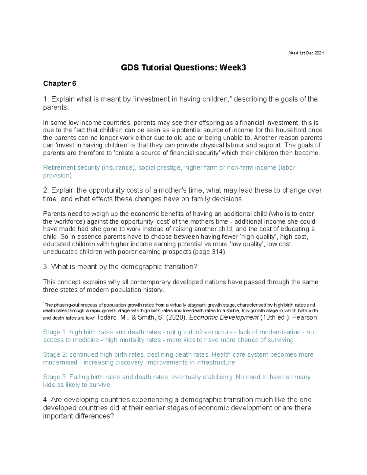 week3 tutorial questions and answers - Wed 1st Dec 2021 GDS Tutorial Questions: Week Chapter 6 1 ...