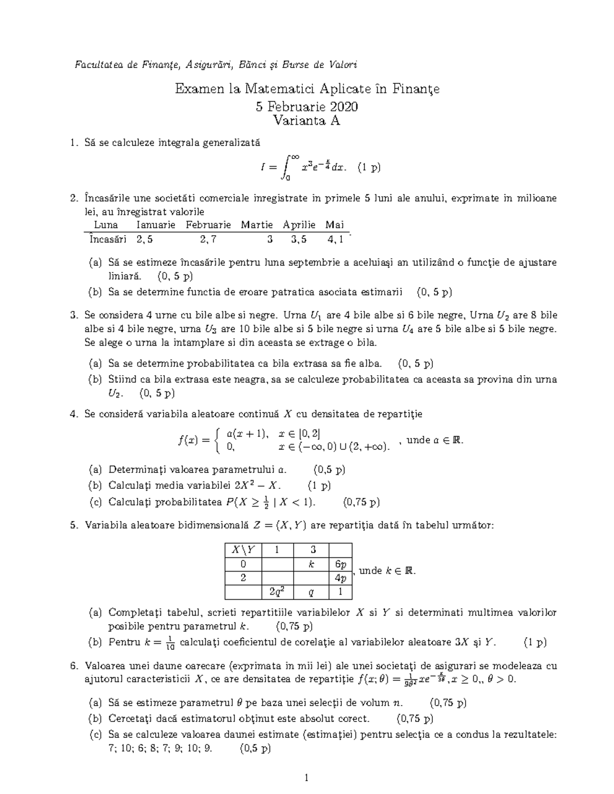 Varianta A ian2020 Fabbv - Facultatea de Finant ̧e, Asigur ̆ari, B ...