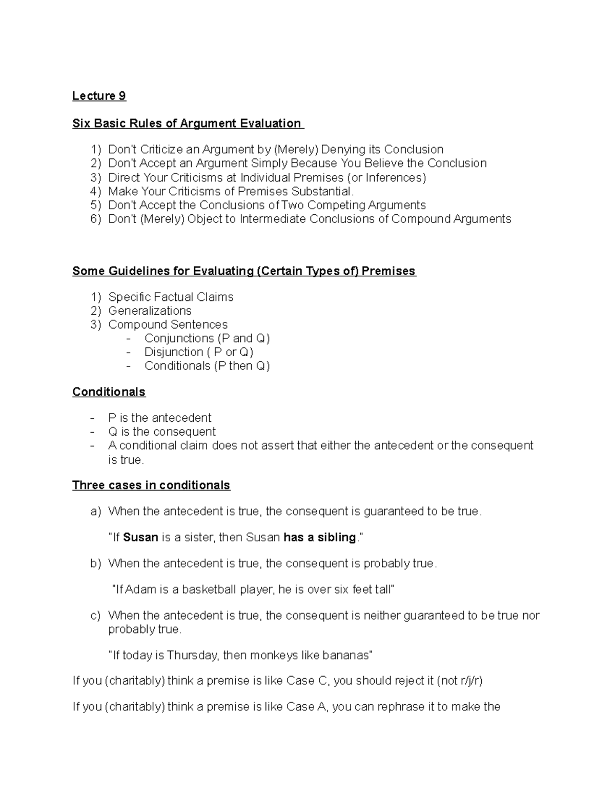 SSH105- Chapter 9/10 - Lecture 9 Six Basic Rules of Argument Evaluation ...