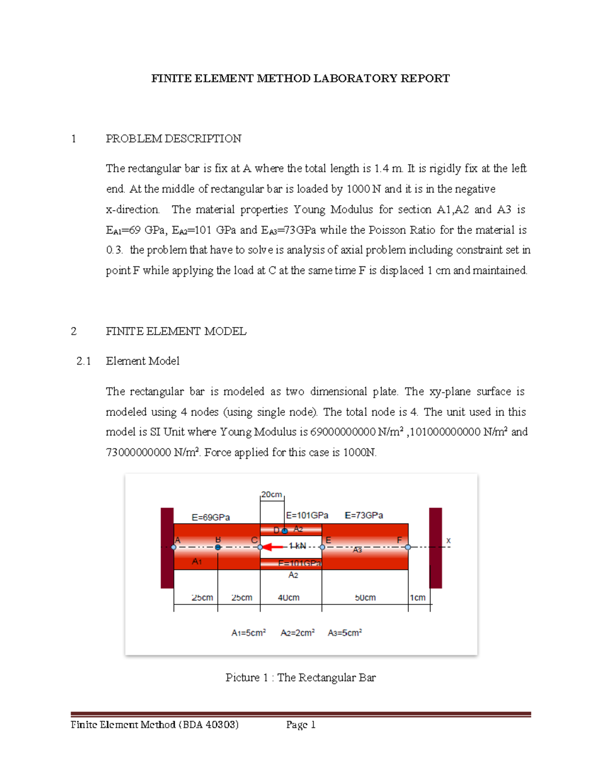 Finite Element Method Laboratory Report - FINITE ELEMENT METHOD ...
