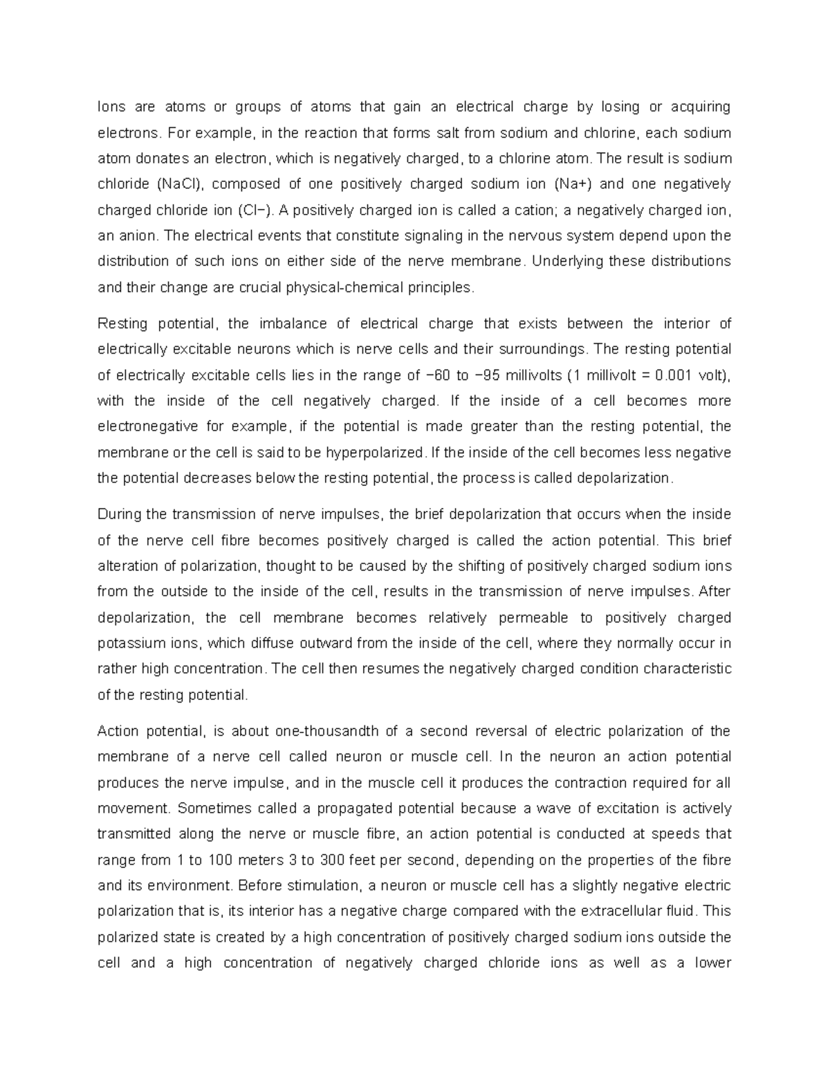 Fundamentals of physiological psychology (Divyaashine) - Ions are atoms ...