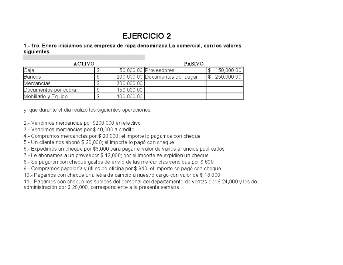 525968831 Ejercicio 2 Balanza de Comprobaci n Libro xlsx - EJERCICIO 2 ACTIVO PASIVO Caja ...