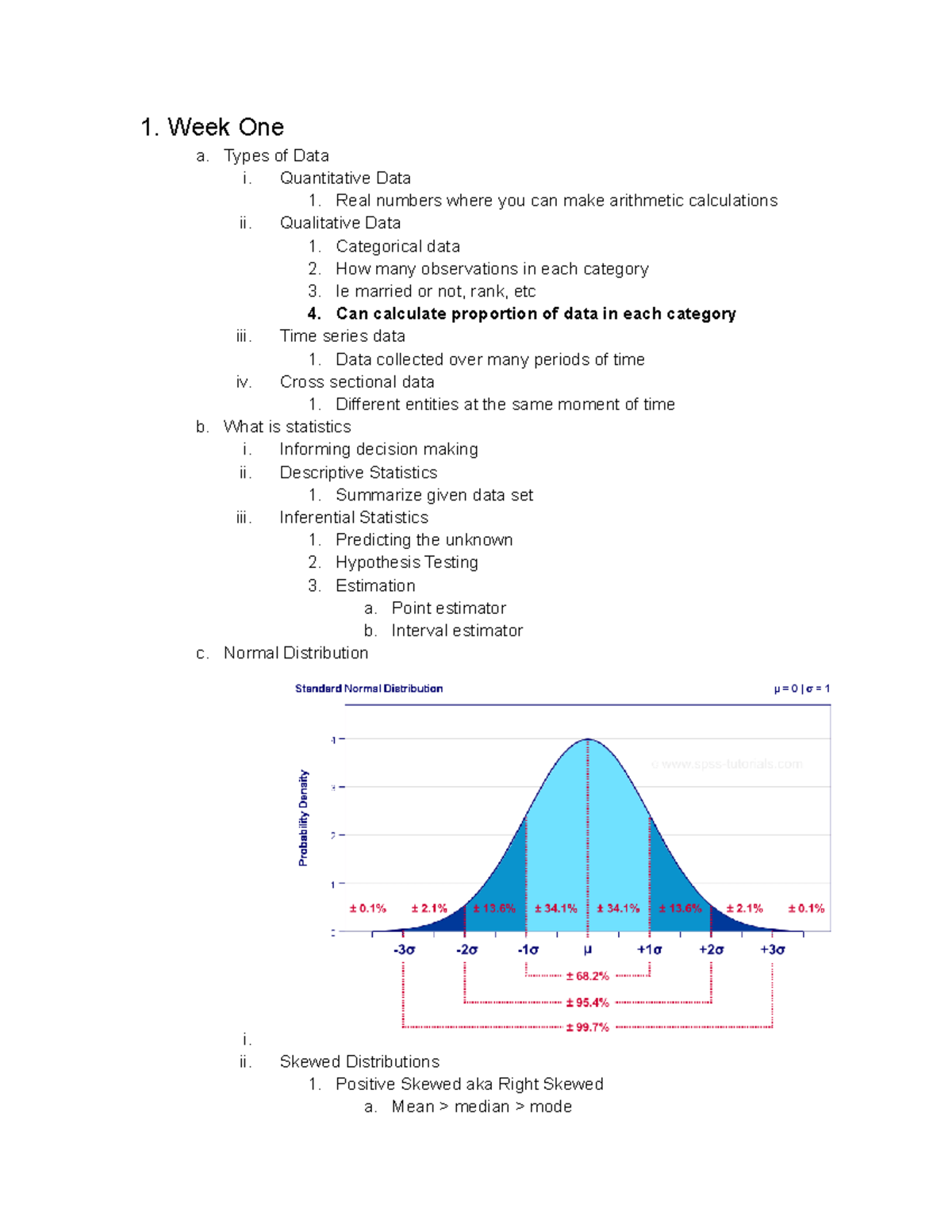 ECON 203 Notes - Econ 203 - 1. Week One a. Types of Data i ...