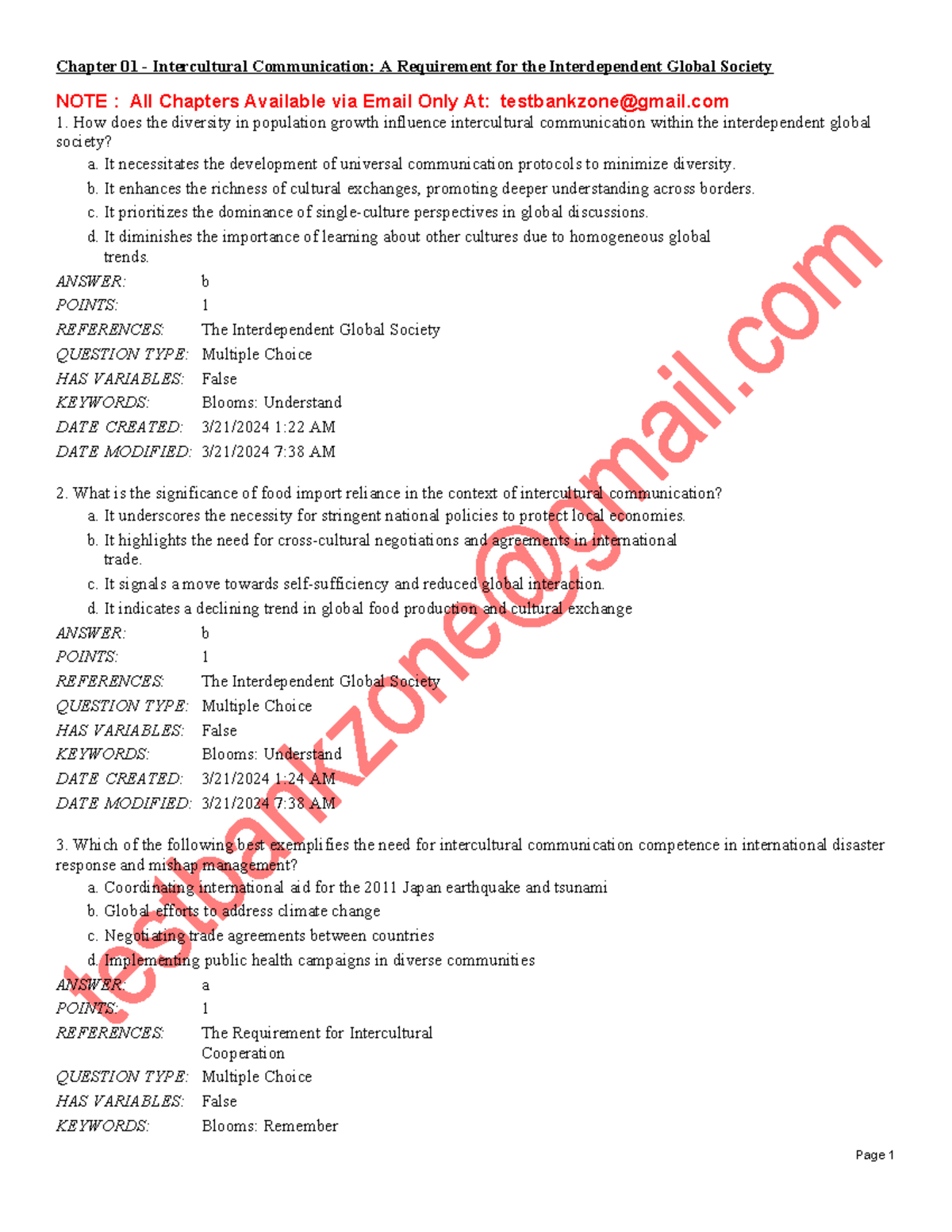 Test Bank and Solutions For Communication Between Cultures, 10th ...