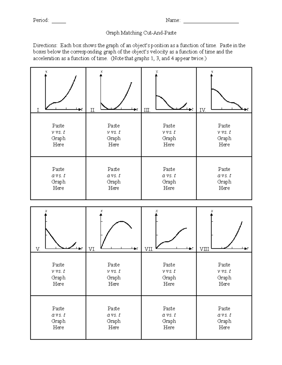 Activity+-+Graph+Matching.doc - Copy - Period: _____ Name: ____________________ Graph Matching ...