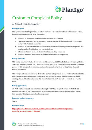 Plan2go Customer Service Policy - This Customer Service Policy has been ...