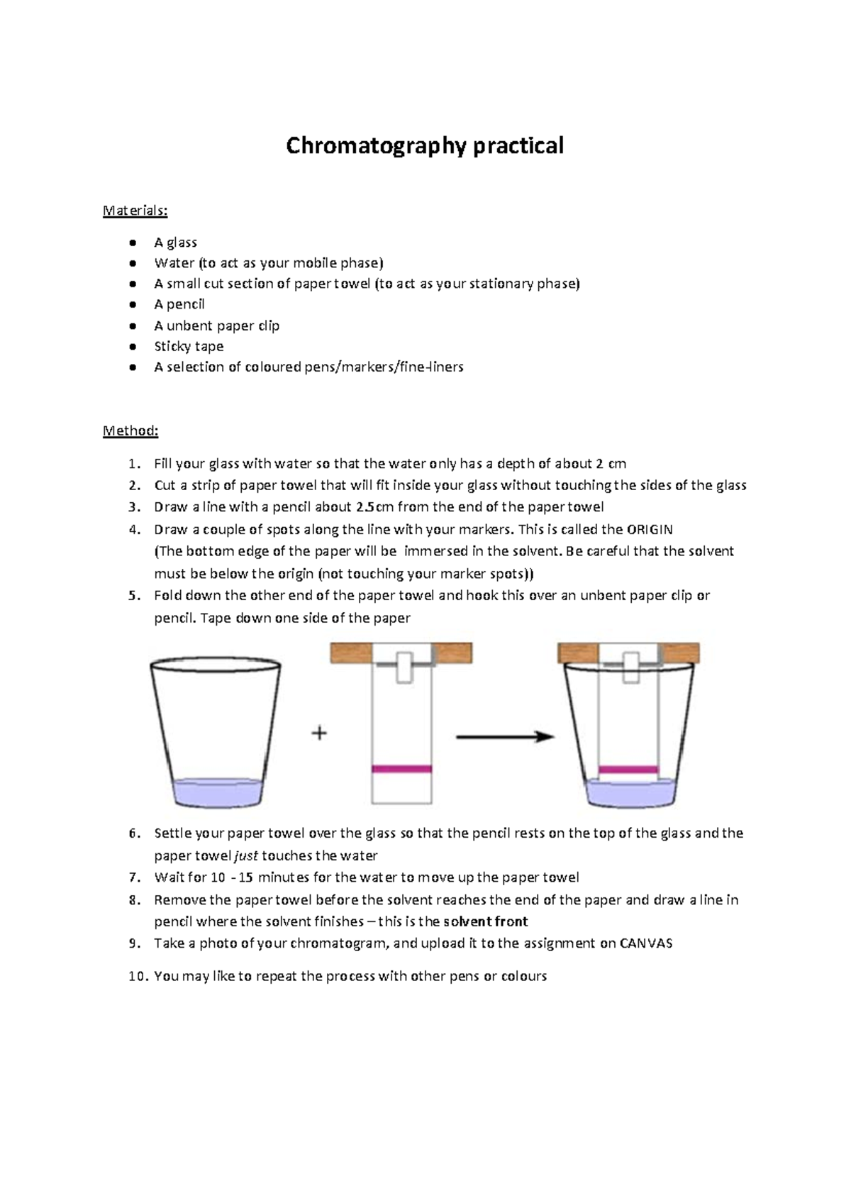U12c practical Chromatography (at home) - Chromatography practical ...