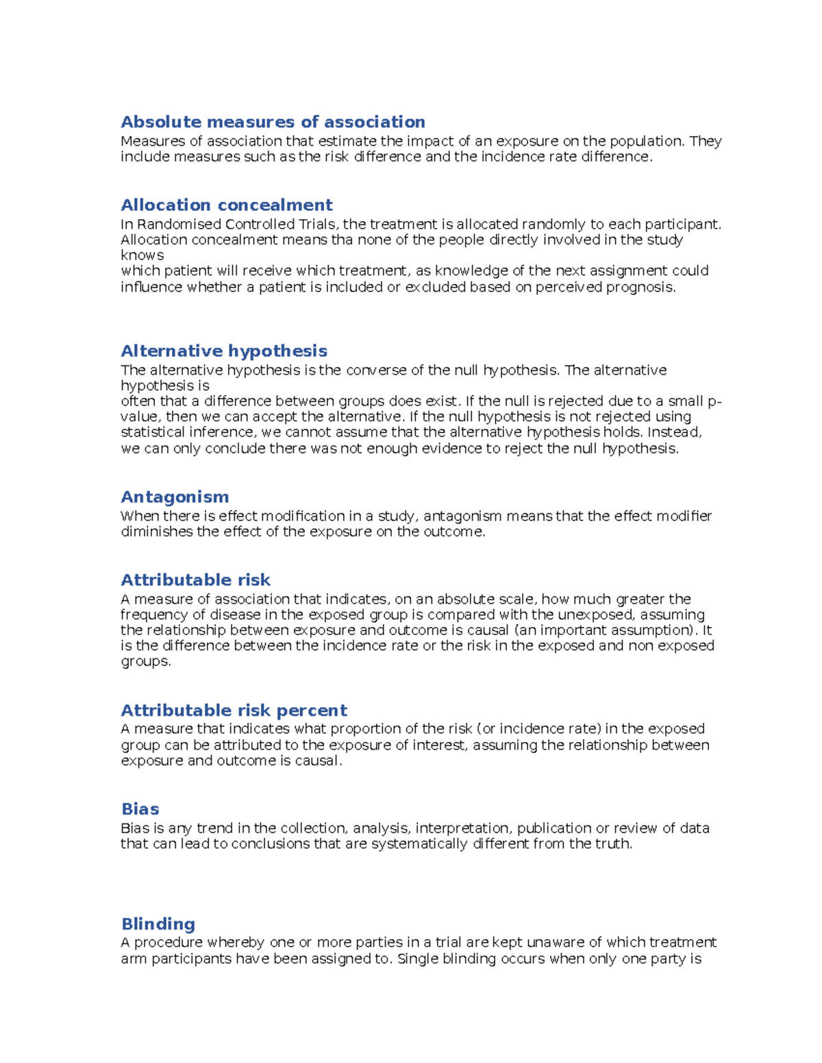 Epidemiology Terms and Definitions - Absolute measures of association ...