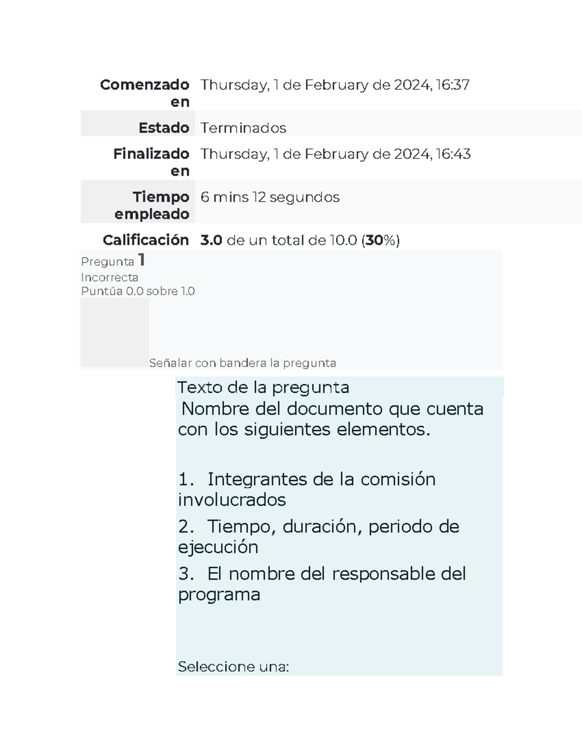 NOM 019 PT1 Procadist - Comenzado en Thursday, 1 de February de 2024 ...