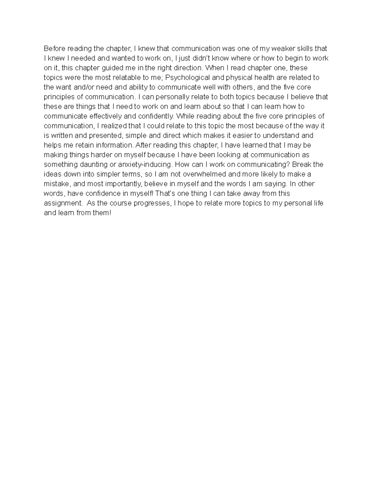 Reflective Writing - Before reading the chapter, I knew that ...