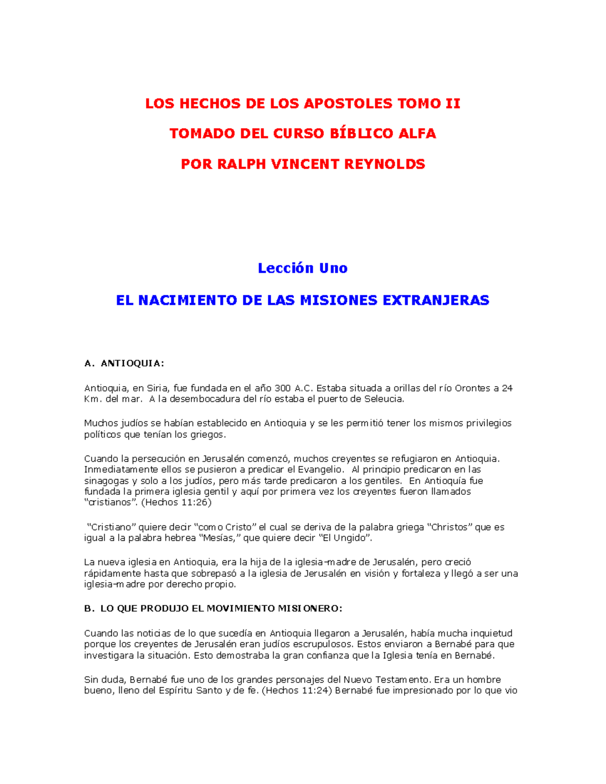 Los Hechos de los Apostoles Tomo II - LOS HECHOS DE LOS APOSTOLES TOMO II TOMADO DEL CURSO ...