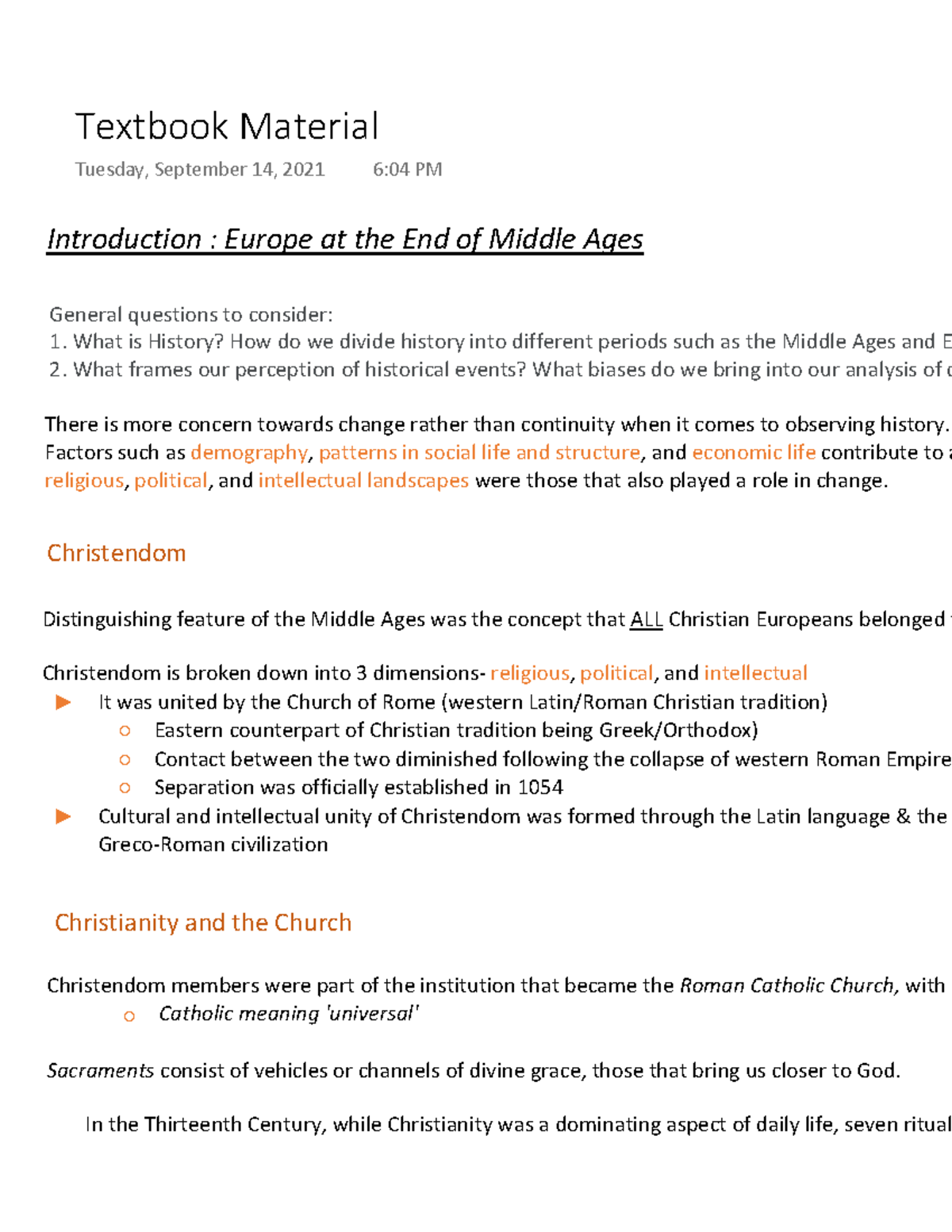 Textbook Notes Chap 1 - General questions to consider: What is History ...