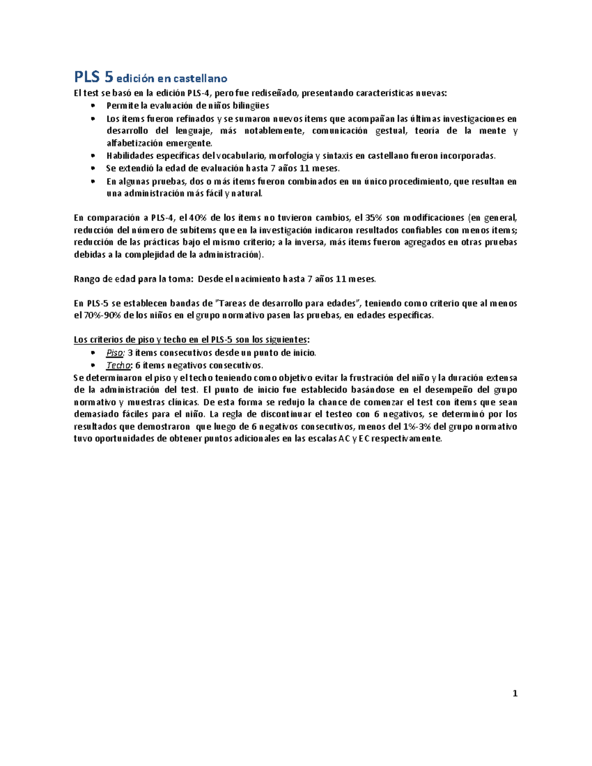 PLS-5 traducido Notas del manual - PLS 5 edición en castellano El test ...