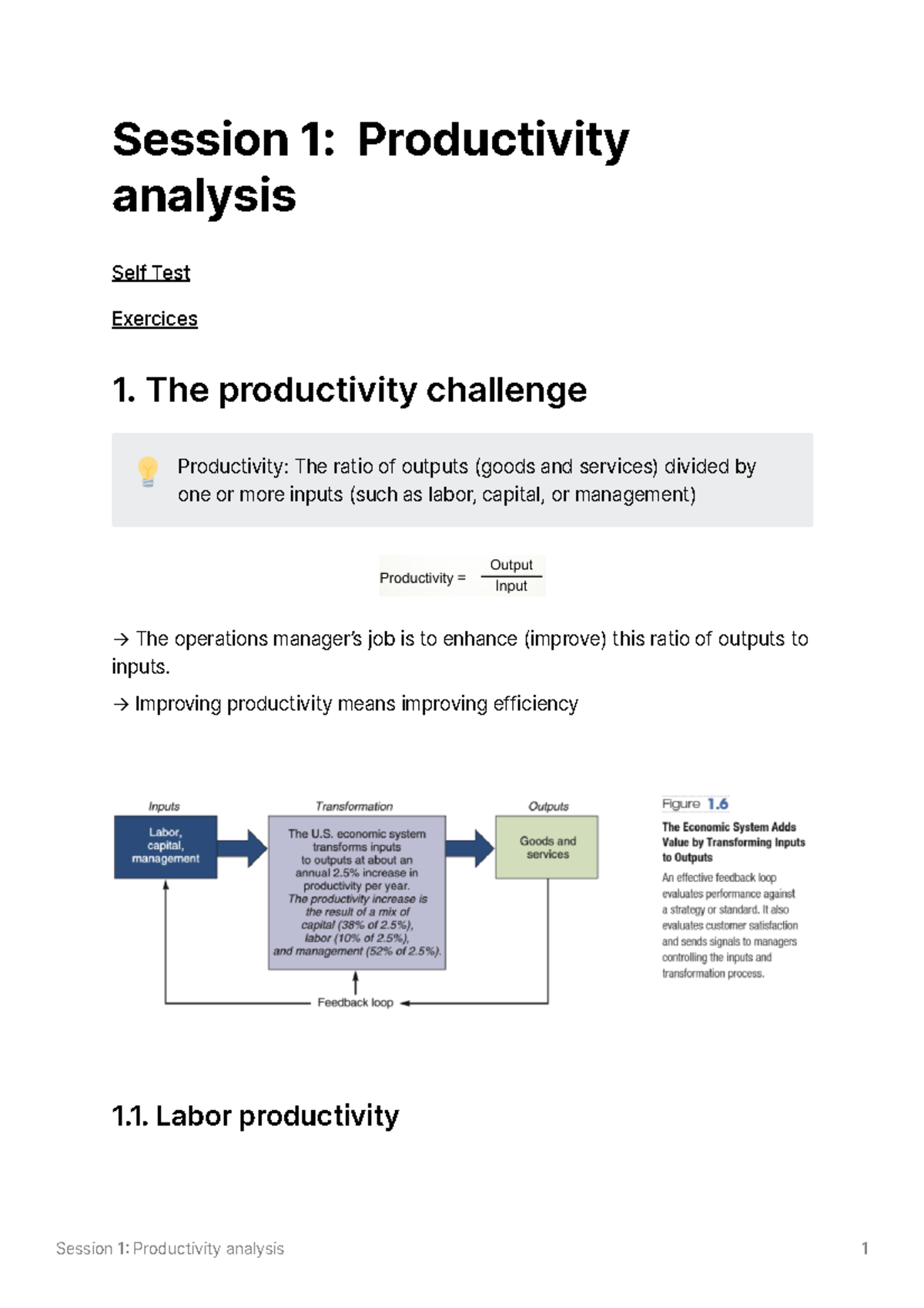 Session 1 Productivity analysis - Session Ԇ Productivity analysis Ԇ ...