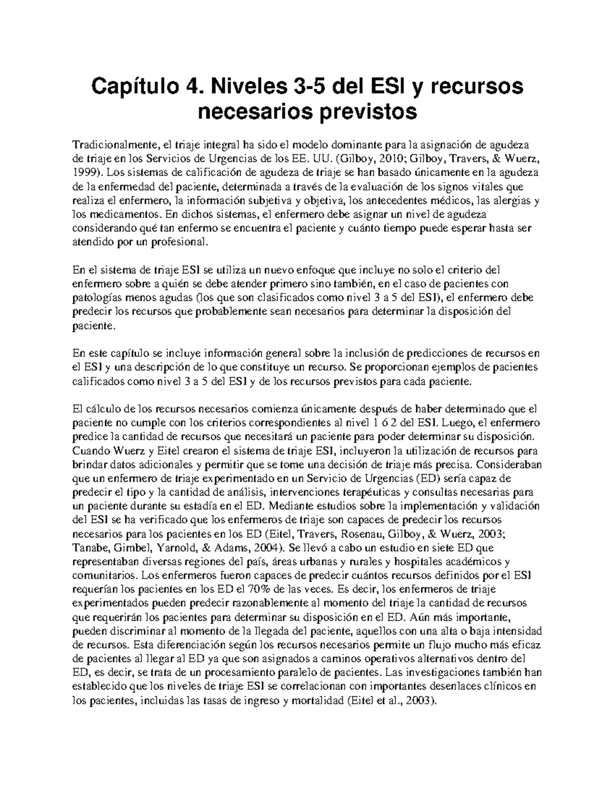 Chapter 4 - capitulo 4 del ESI categorización - Capítulo 4. Niveles 3-5 del ESI y recursos - Studocu