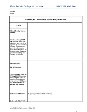 NR439 Guide for writing Picot Questions and Examples 5 - NR439 ...