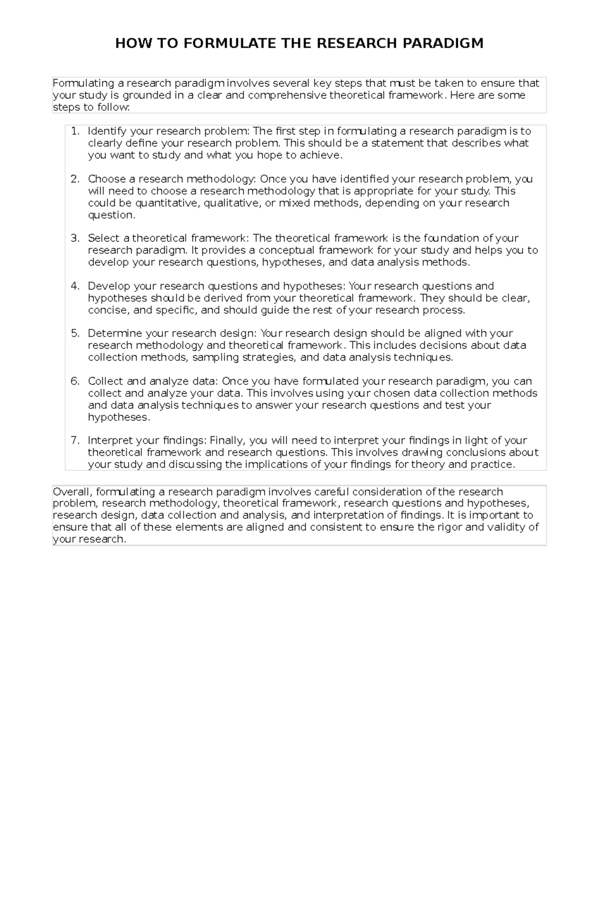 HOW TO Formulate THE Research Paradigm - HOW TO FORMULATE THE RESEARCH ...