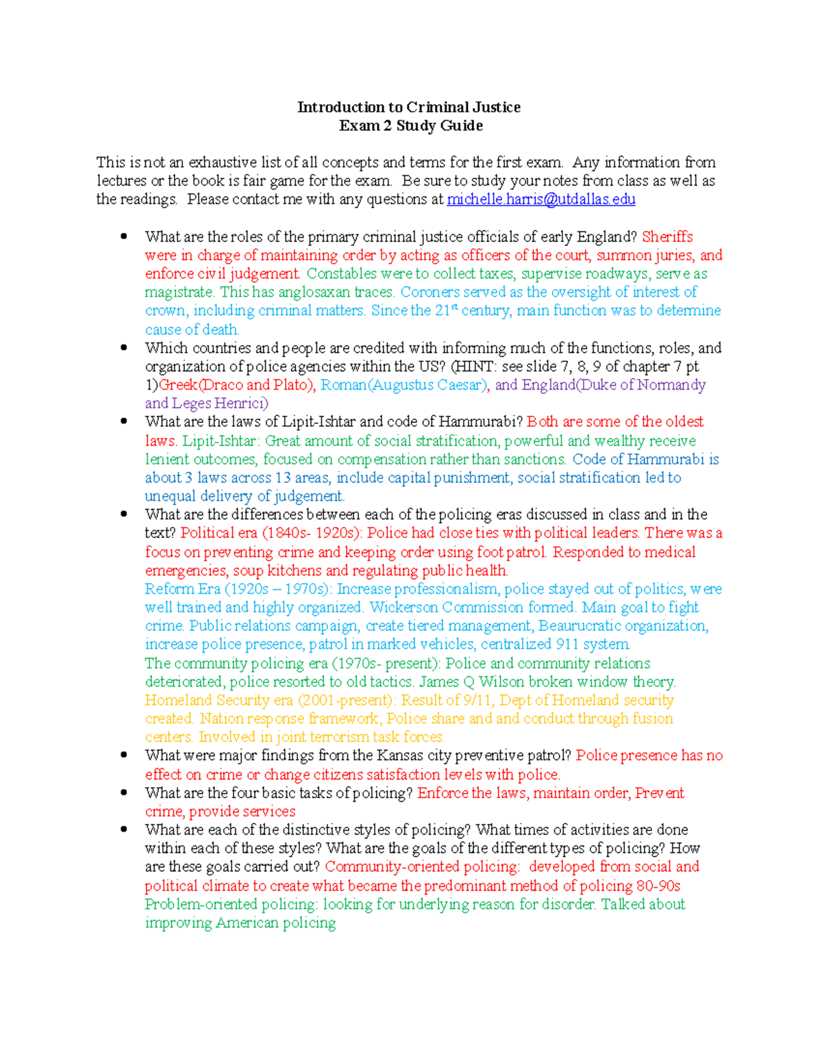 Exam 2 study guide - Harris - Introduction to Criminal Justice Exam 2 ...