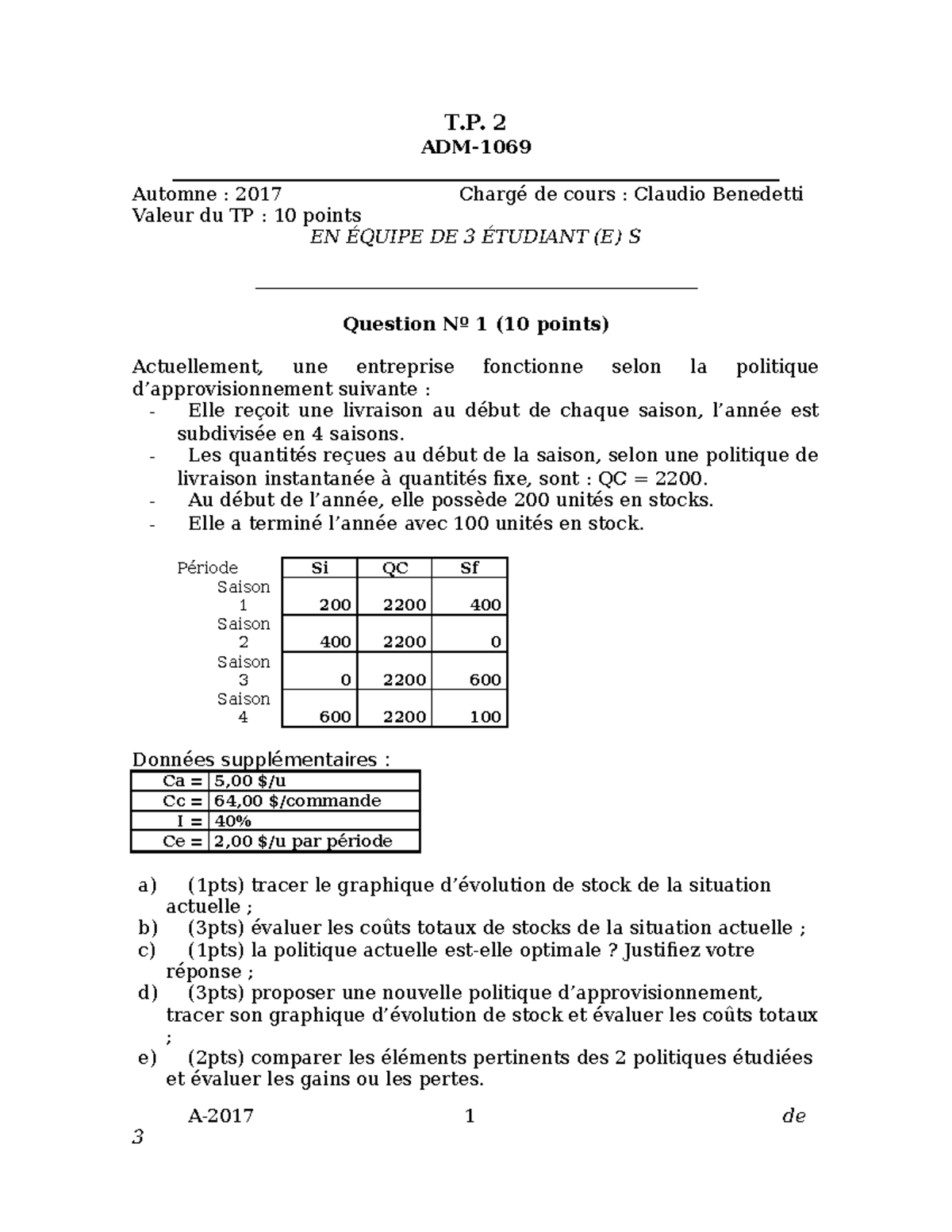 T.P.2 A-2017 - Travail de Session #2 - T. 2 ADM- Automne : 2017 Chargé ...