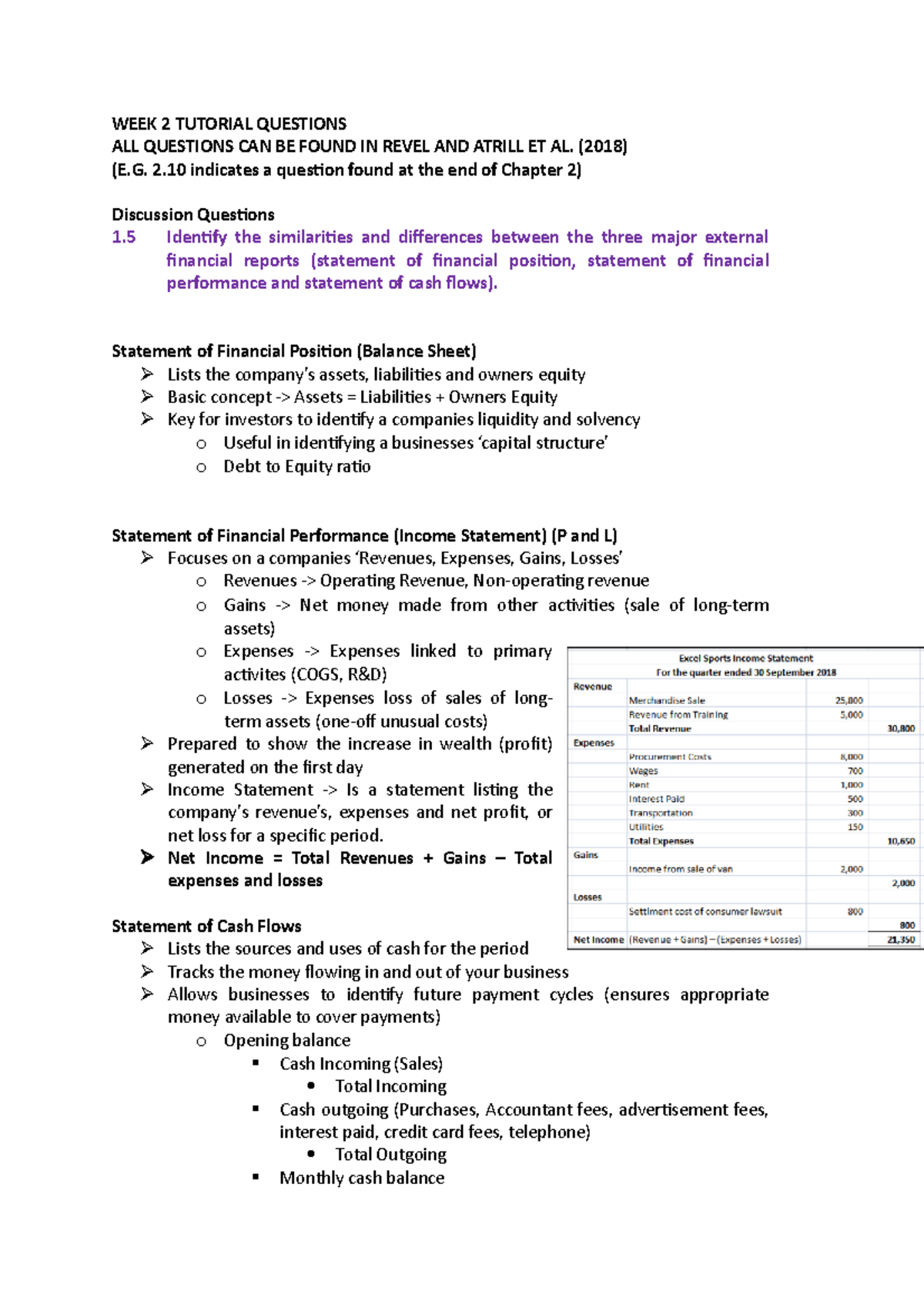 Week 2 Tutorial Questions - WEEK 2 TUTORIAL QUESTIONS ALL QUESTIONS CAN BE FOUND IN REVEL AND ...