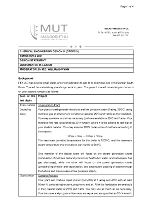 Chemical Plant III Assignment 1-2023 (004) - Department of Chemical ...