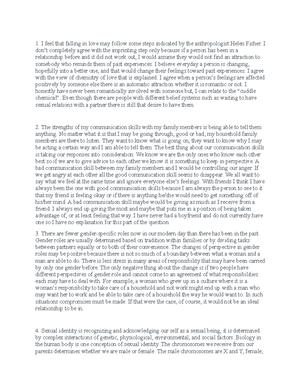 Personal Health and Wellness Assignment 3 - I feel that falling in love ...