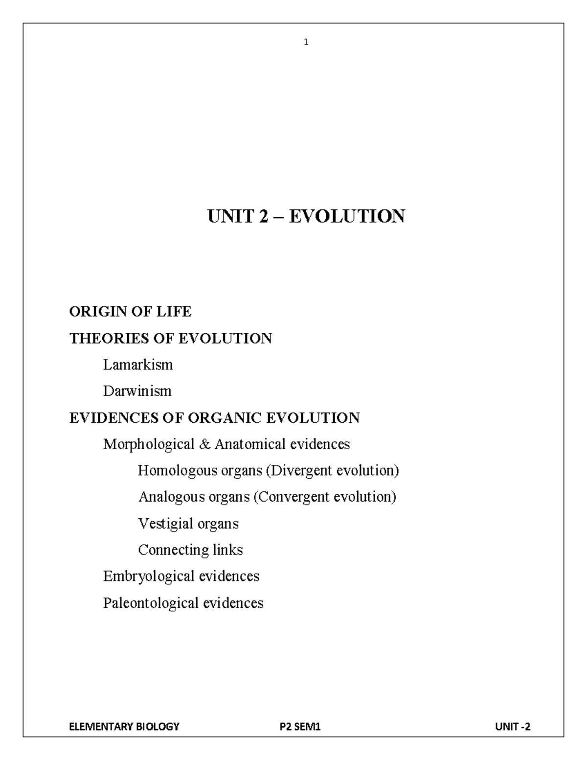 Unit-2 Evolution - Hello - UNIT 2 – EVOLUTION ORIGIN OF LIFE THEORIES ...