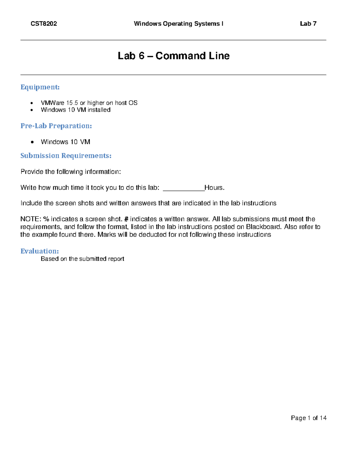 Lab 6 - Command Line - CST8202 Windows Desktop Support - Lab 6 ...