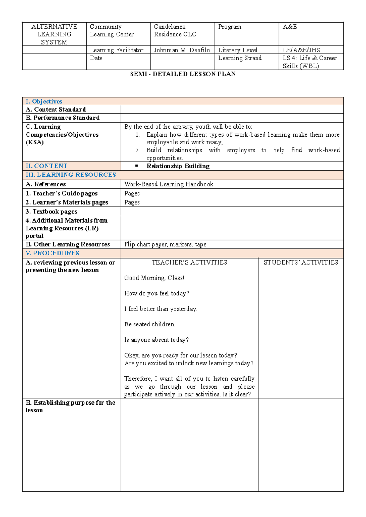 Lesson for RDemo - ALTERNATIVE LEARNING SYSTEM Community Learning ...