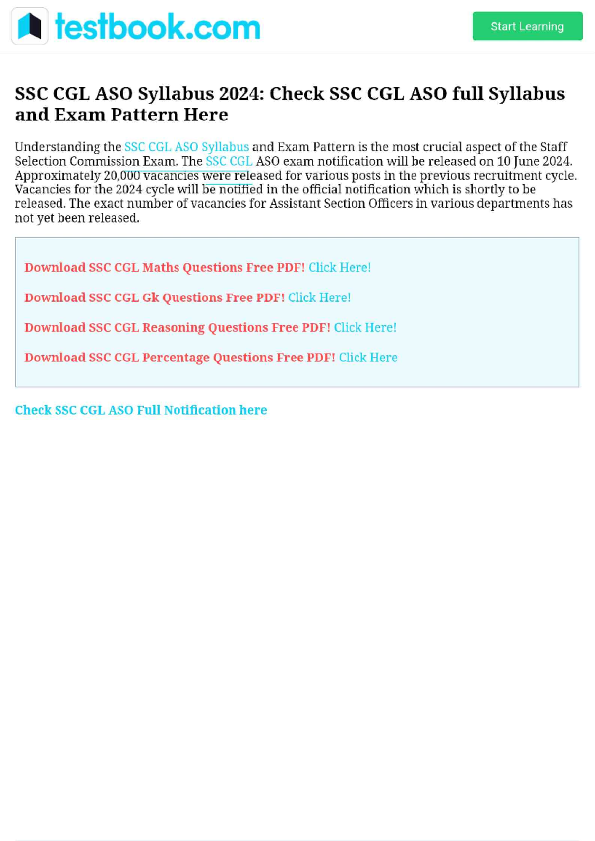 SSC CGL ASO Syllabus 2024 Check SSC CGL ASO Full Syllabus And Exam