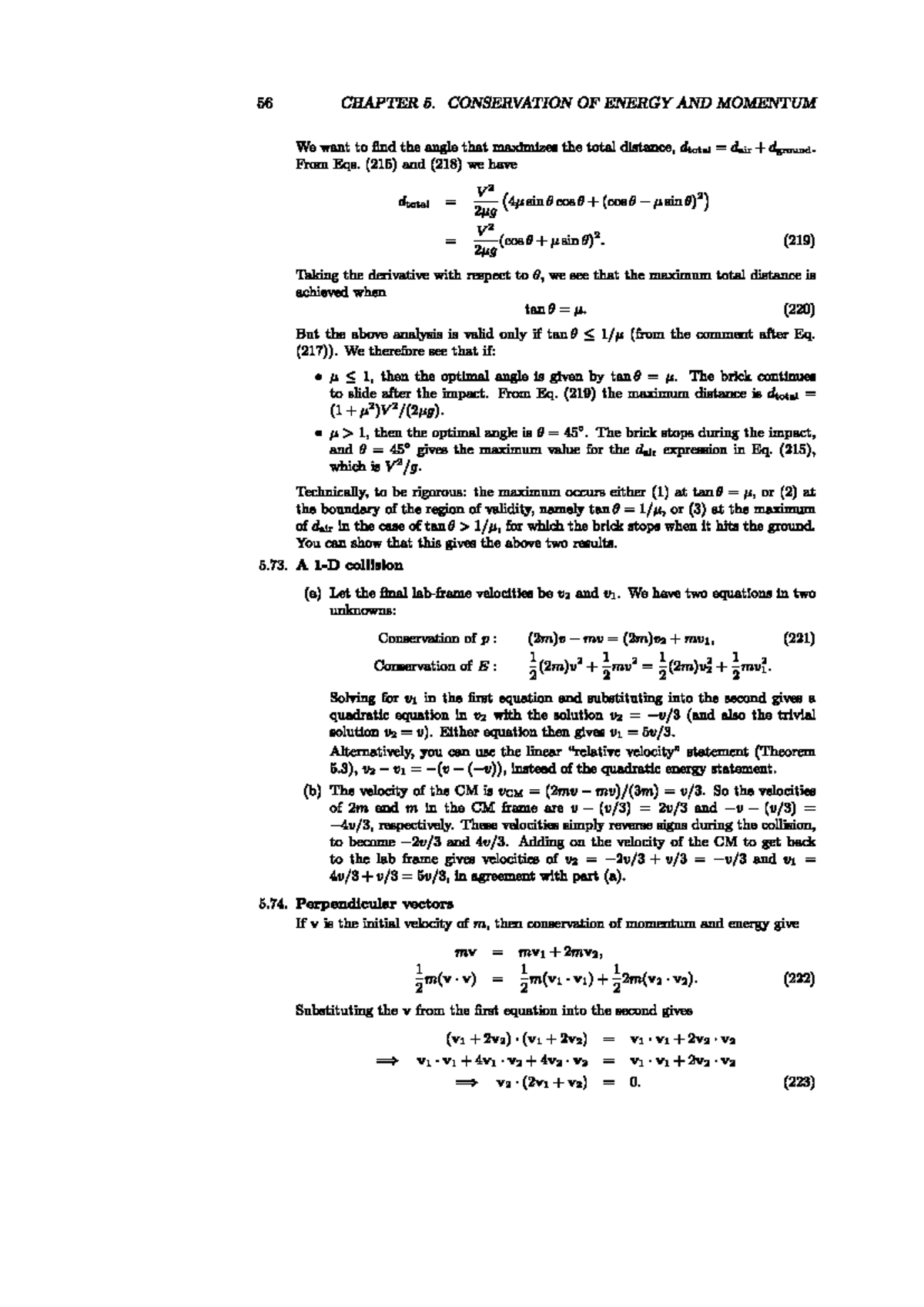 Morin - mechanics - 56 CHAPTER 5. CONSERVATION OF ENERGY AND MOMENTUM ...