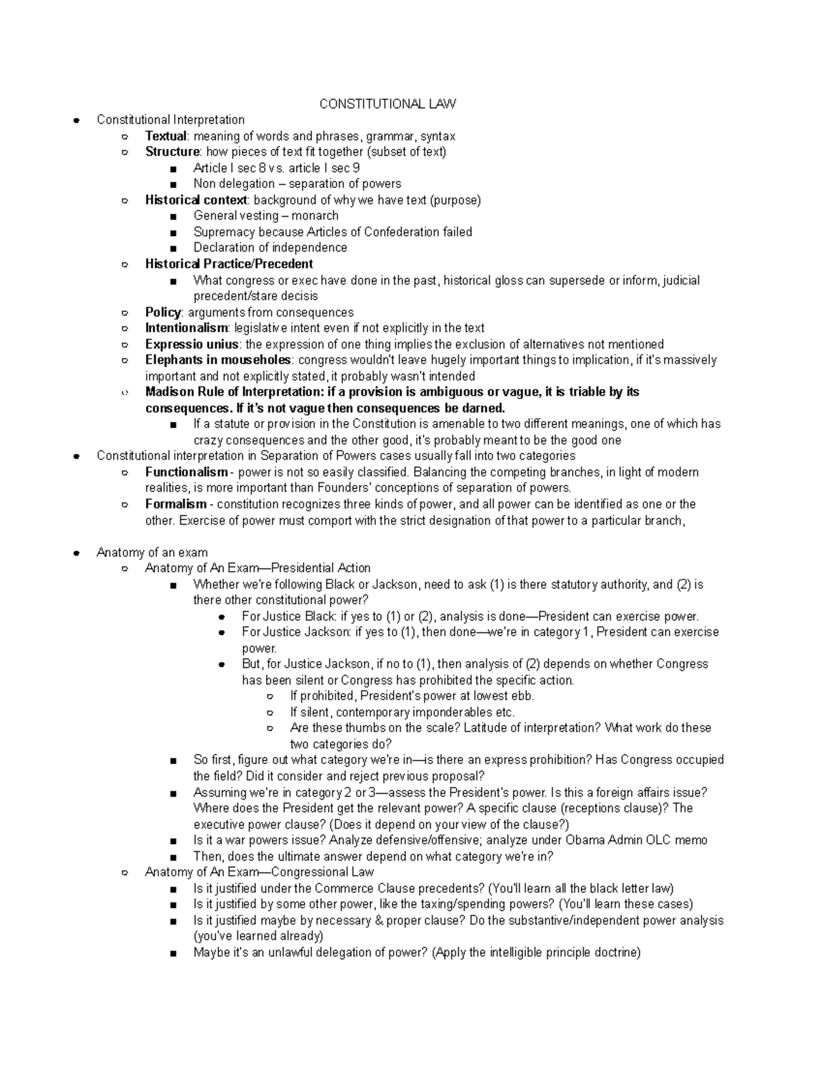 Con Law Outline Wurman 2021 - CONSTITUTIONAL LAW Constitutional ...