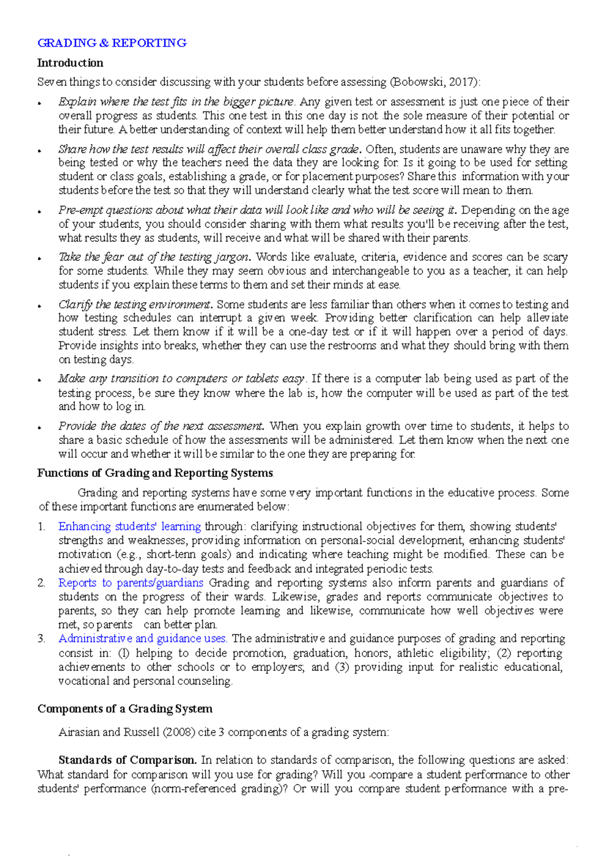 Grading-Reporting - notes - GRADING & REPORTING Introduction Seven ...