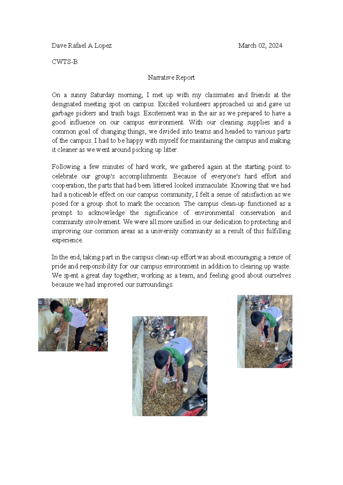 Narative report - drrrrrrrrrrrrrrrrrrrVW - Dave Rafael A Lopez March 02 ...