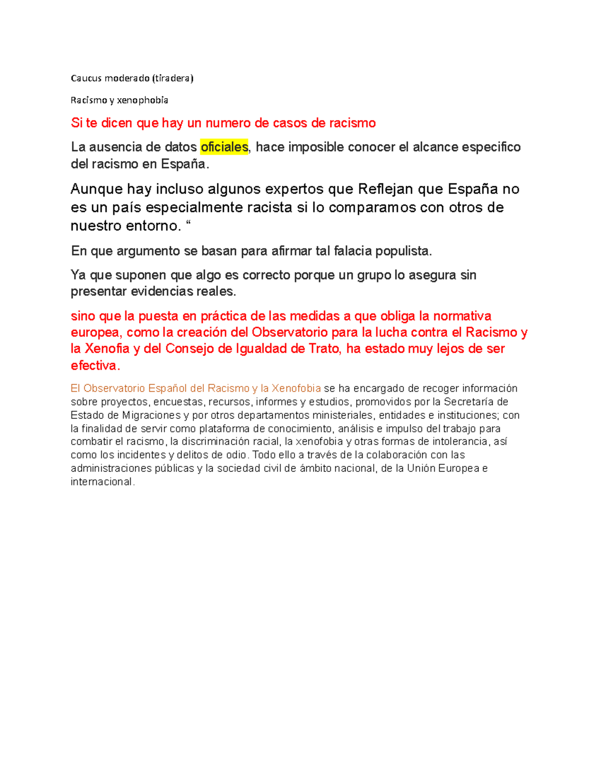 Caucus moderad 2 - ....... - Caucus moderado (tiradera) Racismo y ...