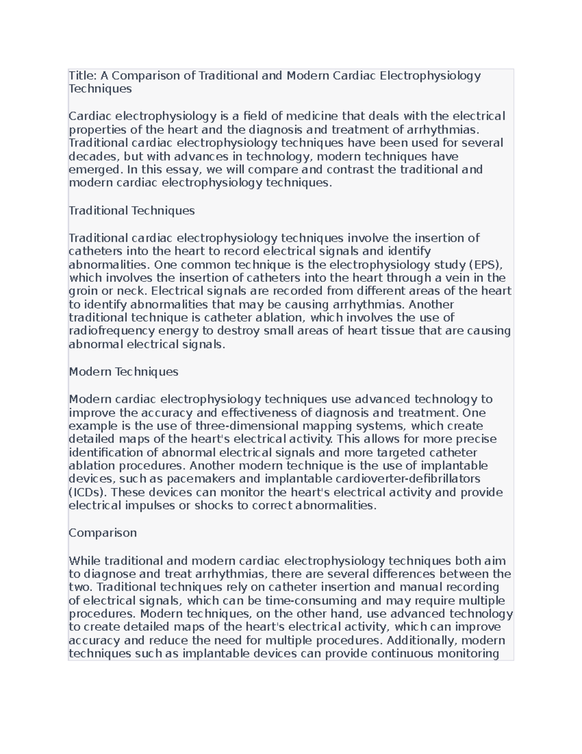 A Comparison of Traditional and Modern Cardiac Electrophysiology ...