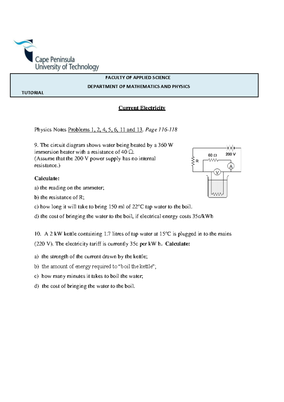 23. Current Electricity Tutorial - Current Electricity Physics Notes ...