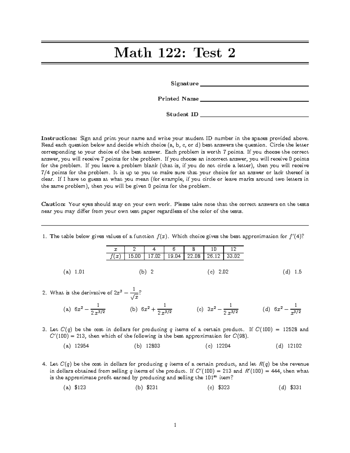 Math122Test2On Line - test practice questions - Math 122: Test 2 ...